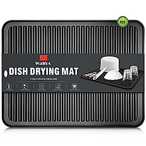 Walfos Dish Drying Mat for Kitchen Counter, Heat Resistant Silicone Dish Mats, Multi-Purpose Kitchen Drying Mats for Counter Top, Sink, 16x12 Inch