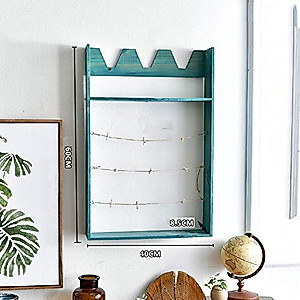 PIBM Stylish Simplicity Shelf Wall Mounted Floating Rack Shelves American Style Solid Wood Photo Retro Multifunction Message Wall Green Plant, Blue , 40X8.5X60CM