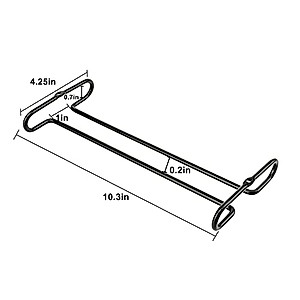 Warmery 2 Pack Wine Glasses Hanging Rack, Black Stemware Rack Holder Under Cabinet, Metal Wall Mount Wire Hanging Rack Storage Hanger Organizer with Screws for Kitchen Bar (10.3in), Black