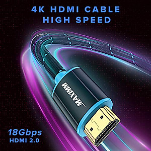 HDMI Cable 4K Ultra HD 4 Foot (3 Pack) Nylon Braided HDMI 2.0 Cable, High Speed 18Gbps 4K@60Hz HDR, 3D, 2160p, 1080p, HDCP 2.2, ARC, HDMI Cables for Monitors, HDTV