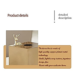 Tissue Box Cover Rectangular，Modern Metal Tissue Box Cover， Rectangular Holder for Storage On Bathroom Vanity, Countertop, Bedroom Dresser, Night Stand, Desk, Table (Color : Golden Deer)