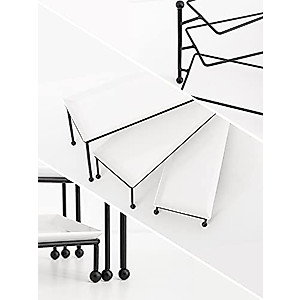 Kanwone 3 Tiered Serving Stand with White Porcelain Platters, Swivel Food Display Stand, 14.5" x 6" Tier Serving Trays with Black Metal Stand for Entertaining, Dessert Stand