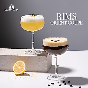 LEMONSODA Rims Orient-Coupe Cocktail Glasses - Quality Crystal Glass - Lead-free, Crystal Clear, Elegant Design, Luxury Cocktail Glass - Extra Durable - Set of 2 (Coupe)