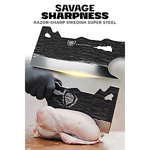 Dalstrong Obliterator Meat Cleaver Knife - 9 inch - Barbarian Series - Premium Swedish 14C28N High Carbon Stainless Steel - Black Brown Stabilized Wood Handle - Massive Heavy Duty Knife with Sheath