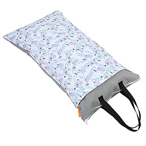 Zerodis Wet Dry Cloth Diaper Bags, Double Zippers and Double Pockets Large Hanging Reusable Wet Pail Bag for Beach Pool Gym Wet Dirty Clothes