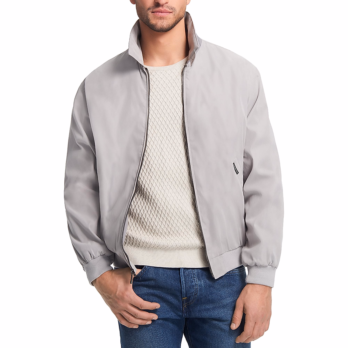 Weatherproof Garment Co. Men's Microfiber Classic Golf Jacket, Fog, Medium