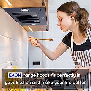 Range Hood Insert, EKON NAB01-30IN Black 900CFM Built-in Range Hoods Ducted/Ductless with 4-Speed Soft Touch Panel Control/Dishwasher-safe Filters, Kitchen Hoods for Over Kitchen Stove