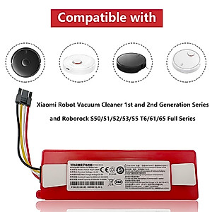 Anepoch 14.4V 6800mAh Replacement Vacuum Cleaner Battery for Xiaomi Vacuum Robotics Roborock S5 S6 S7 S50 S51 S52 S55 T4 T6 T7 T60 T61 T65 E4 E20 E25 E35 C10 CT10 Li-ion Robot Cleaners