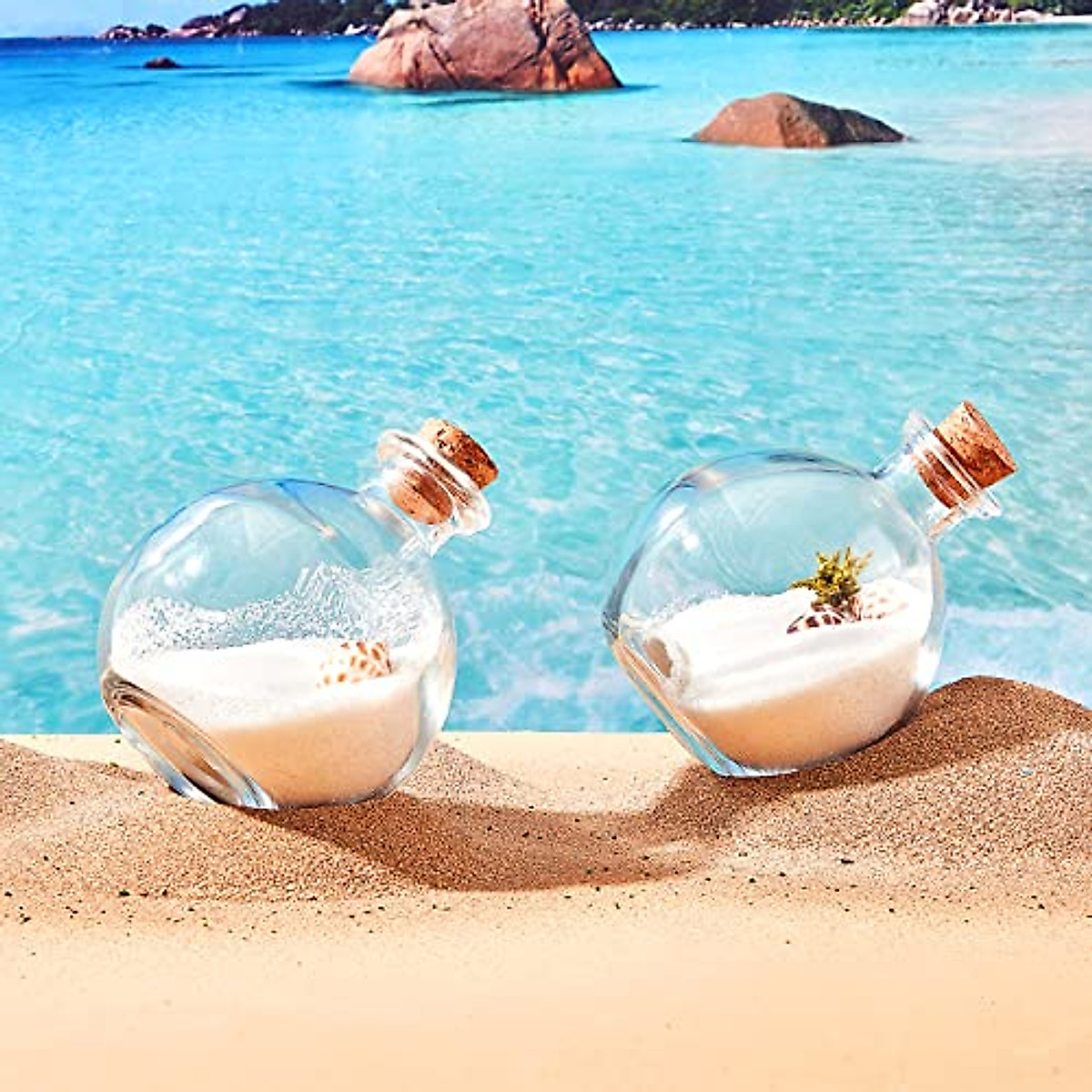 Tessco 3 Pcs 8.5 oz Spherical Potion Bottles Round Glass Bottles with Cork Stopper Clear Potion Jars LARGE Decorative Bottles for Halloween Christmas Costume Props DIY Crafts Decor