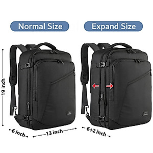 MATEIN Carry on Backpack, Extra Large Travel Backpack Expandable Airplane Approved Weekender Bag for Men and Women, Water Resistant Lightweight Daypack for Flight 40L, Black