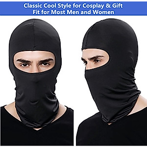 Balaclava Ski Mask Face Cover Full Head Mask Windproof Sun UV Protection Outdoor Sport Ski Scarf Cycle Cap Men Women, 2 PCS (Black + Green)