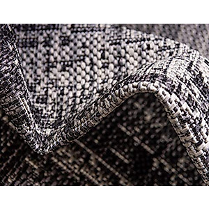 Unique Loom Outdoor Modern Collection Area Rug - Ombre (4' 1" x 6' 1" Rectangle, Charcoal Gray/ Ivory)