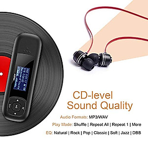 AGPTEK U3 USB Stick Mp3 Player, 8GB Music Player Supports Replaceable AAA Battery, Recording, FM Radio, Expandable Up to 64GB, Black