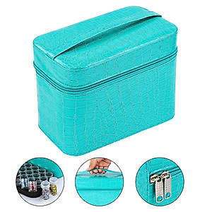 VTYHYJ Diamond Painting Storage Box 84 Slots Diamond Art Carrying Case Diamond Embroidery Organizer Fashion PU Bag for Dots Rhinestones Beads (Blue)