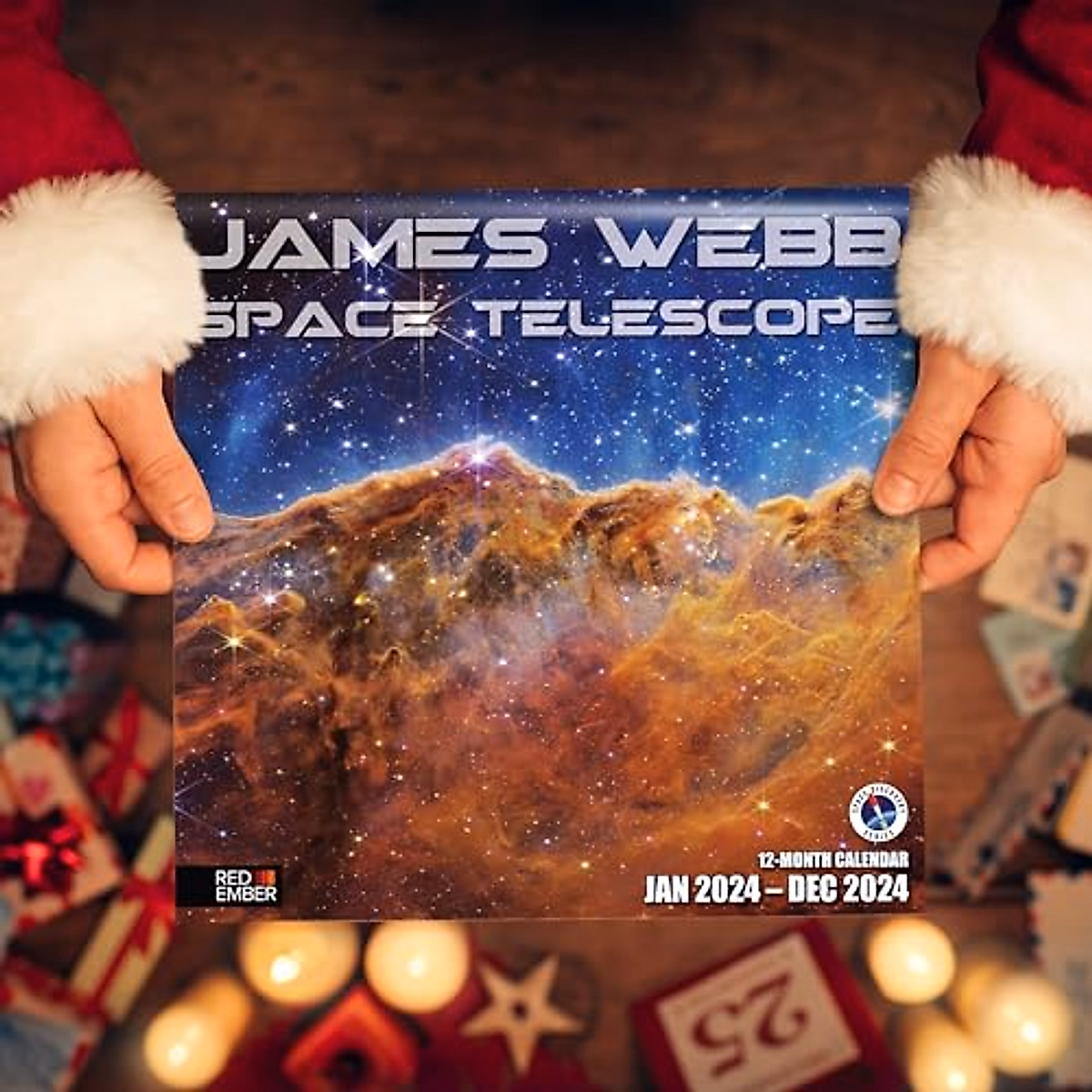 RED EMBER James Webb Space Telescope 2024 Wall Calendar 12 Month | 12" x 24" Open | Thick & Sturdy Paper | Giftable | Calendar 2024