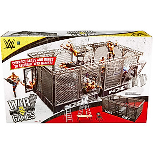 WWE MATTEL NXT Takeover War Games Playset with 2 NXT Rings, 2 Connecting Cages with Breakaway Pieces, 2 Ladders, Chair, Table & More; for Ages 6 Years