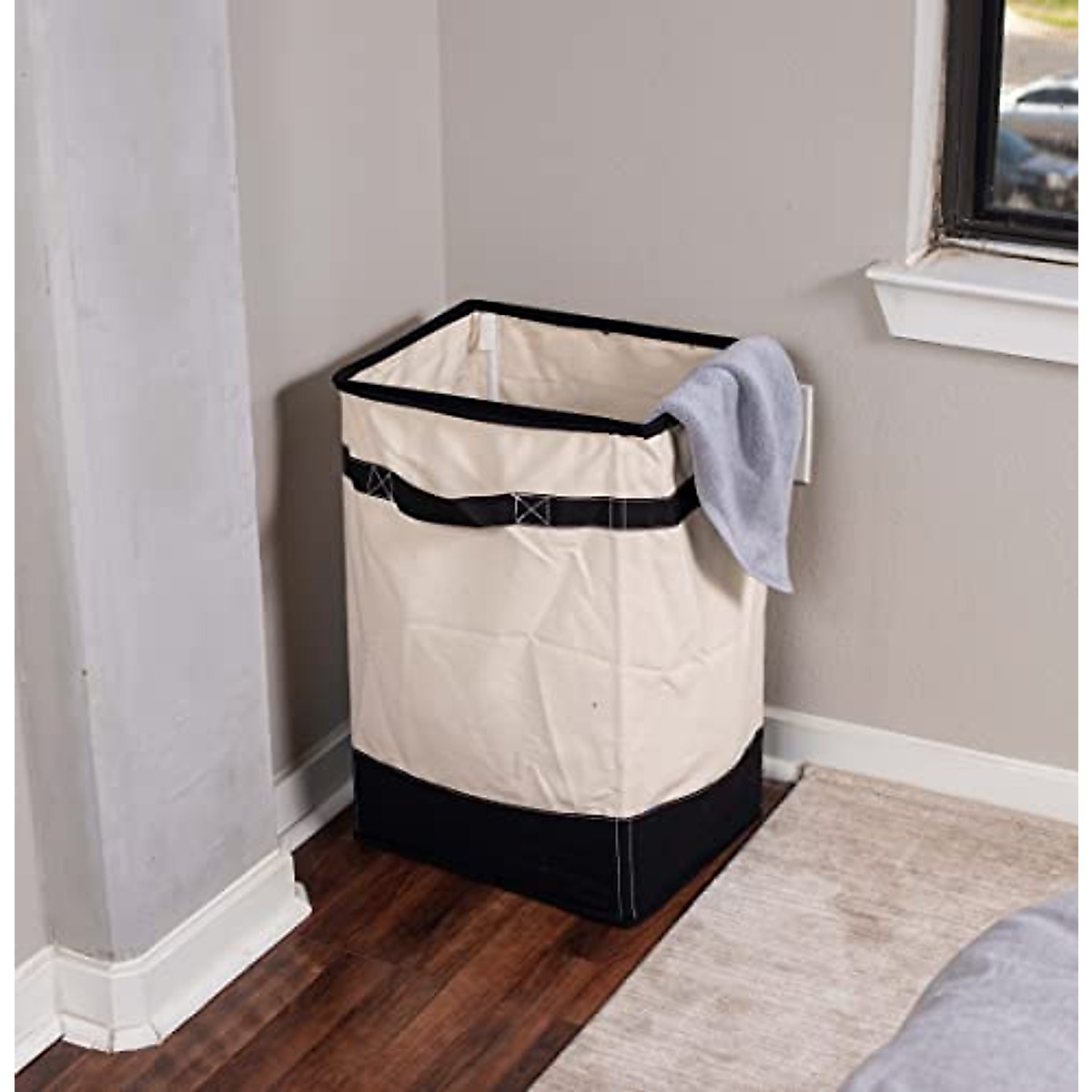 BIRDROCK HOME Canvas Hamper - Single Laundry Basket with Handles - Foldable Hamper - Easily Transport Laundry