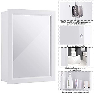 Tangkula Mirrored Bathroom Cabinet, Wall Mount Storage Organizer, Medicine Cabinet with Single Doors