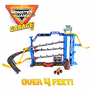 Monster Jam Garage Playset and Storage with Exclusive Grave Digger Monster Truck, Lights & Sounds, Kids Toys for Boys and Girls Ages 4-6+