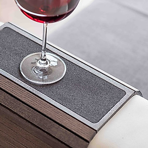Sofa arm Tray Table Couch Bedside Wood Coaster Coffee Cup Foldable armrest Caddy end Protector Folding Living Room Furniture mat tv Chair Tables Trays with Fabric (Color 4.Grey)