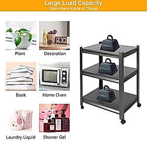 ALAPUR Adjustable Garage Shelving Heavy Duty with Wheels,3 Tier Metal Garage Storage Shelves Units for Basement Utility Shed Workshop, L23.6''xW15.7''xH33.5'',Black