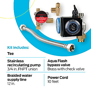 Eastman 3/4 Inch Nevercold Universal Hot Water Recirculation Pump Kit, Brass, 70600
