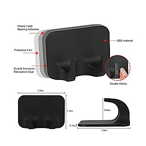 Kitchen Adhesive Hooks, Rustproof Sturdy ABS Strong Waterproof Self Adhesive Wall Hooks for Office (White)