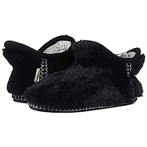 Dearfoams Unisex-Kid's Charlotte faux faux fur Bootie Slipper, Black, 2-3 Big