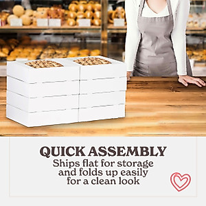 SpecialT Easy Popup Pie Boxes with Window 10x10x2.5 Inch White Bakery Boxes Pie Containers Disposable Baking Boxes 200pk