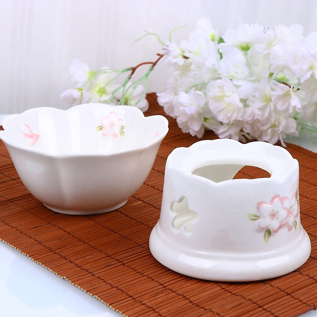 Hemoton Household Chocolate Fondue 1 Set Chocolate Melting Pot Ice Cream Ceramics Gadgets White Chocolate Melting Stove