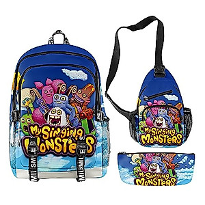 Three Piece Set of New Products My Singing Monsters Monsters Concert Student backpack pencil case satchel (style4)