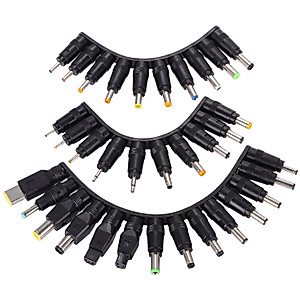 SoulBay 34pcs Universal Laptop Notebook Input DC Plug Set Jack Tips for Lenovo Toshiba Dell HP Asus and Most Laptops