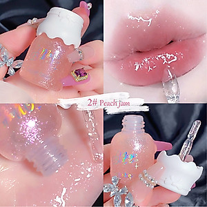 Mrettick 5 Colors Shimmer Lip Gloss Set Hydrating Lip Glow Oil Cute Hydrating Tinted Lip Transparent Balm Set