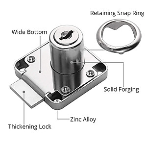 Tanice 4 Pack Furniture Lock Zinc Alloy Cam Security Lock Keyed Alike Cylinder Cupboard Drawer Lock with 8 Keys for Door Cabinet Mailbox Drawer Cupboard Household Office