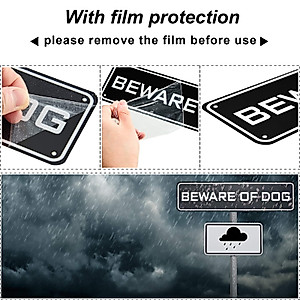 Ripeng Beware of Dog Sign for Fence Aluminum Rust Free Beware of Dog Sign Weatherproof Metal Warning Caution Dog Sign for Yard Gate Door Garden Outdoor, 3 x 12 Inch (2 Pieces)