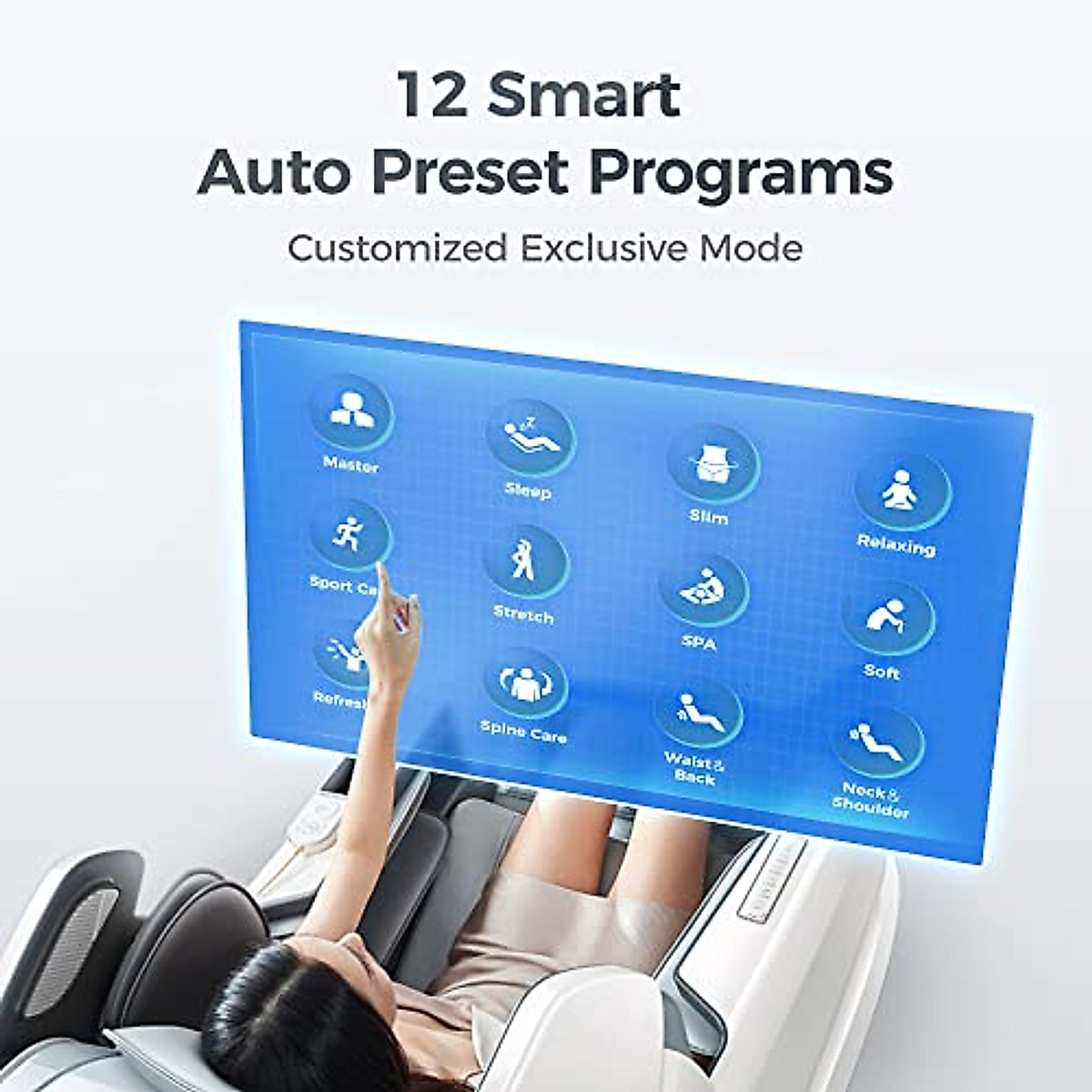 iBooMas SL Track Massage Chair, AI Voice Massage Chair Zero Gravity Full Body with Back and Foot Heating,Thai Stretching,Shortcut Key,Auto Scan,Negative Ions,Foot Rollers(White) R8603