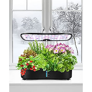ONME Hydroponics Growing System, Indoor Herb Garden Kit with Grow Light, Indoor Gardening System with 12 Plant Pots, Aero Garden with Quiet Smart Water Pump Height Adjustable