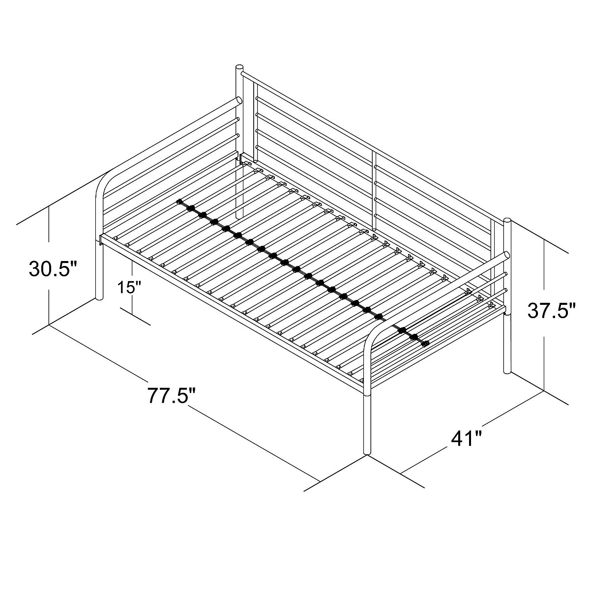 DHP Metal Daybed Frame, Twin Size Furniture, White