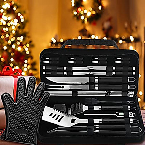 POLIGO 26PCS Grill Accessories for Outdoor Grill Utensils Set Stainless Steel BBQ Tools Grilling Tools Set for Father's Day Birthday Presents, Barbecue Accessories Kit Ideal Grilling Gifts for Men Dad