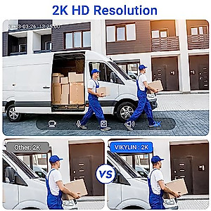 VIKYLIN Solar Security Cameras Wireless Outdoor, 2K Battery Powered Outdoor Camera, 2.4GHZ WiFi Home Security with Spotlight Color Night Vision, AI PIR Motion Detection, 2-Way Talk, Siren Alarm