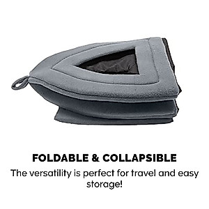 Furhaven Small Cat Bed Polar Fleece Foldable Pet Tent, Washable - Heather Gray, Small