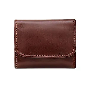 Maruse Slim Handmade Italian Leather Coin Purse with Magnetic Closure, Brown