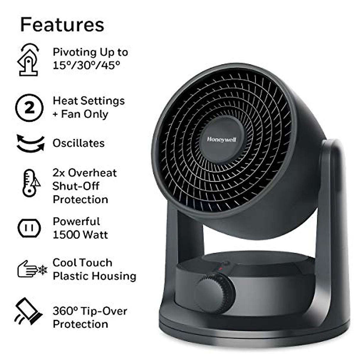 Honeywell Turbo Force Power Heat Circulator Heaters, Black