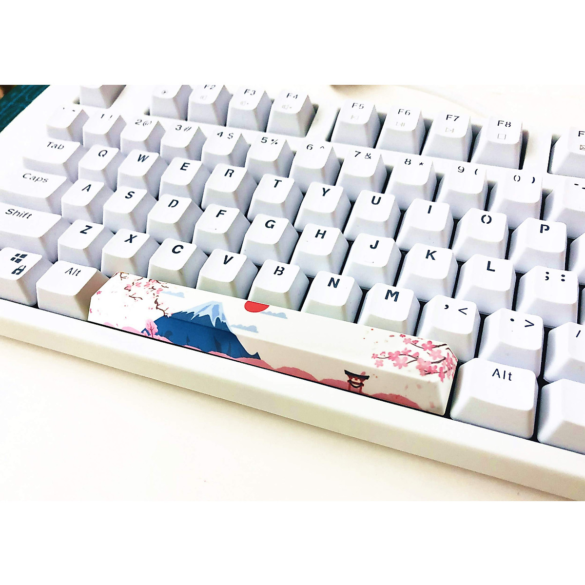 Mount Fuji Pink Sakura 6.25u Spacebar Keycap 2.75x Shift R4/ESC PBT Keyset Dye-Sublimation Artisan Switch OEM Profile for Cherry RGB MX Mechanical Gaming Keyboards (6.25x Spacebar Keycap)