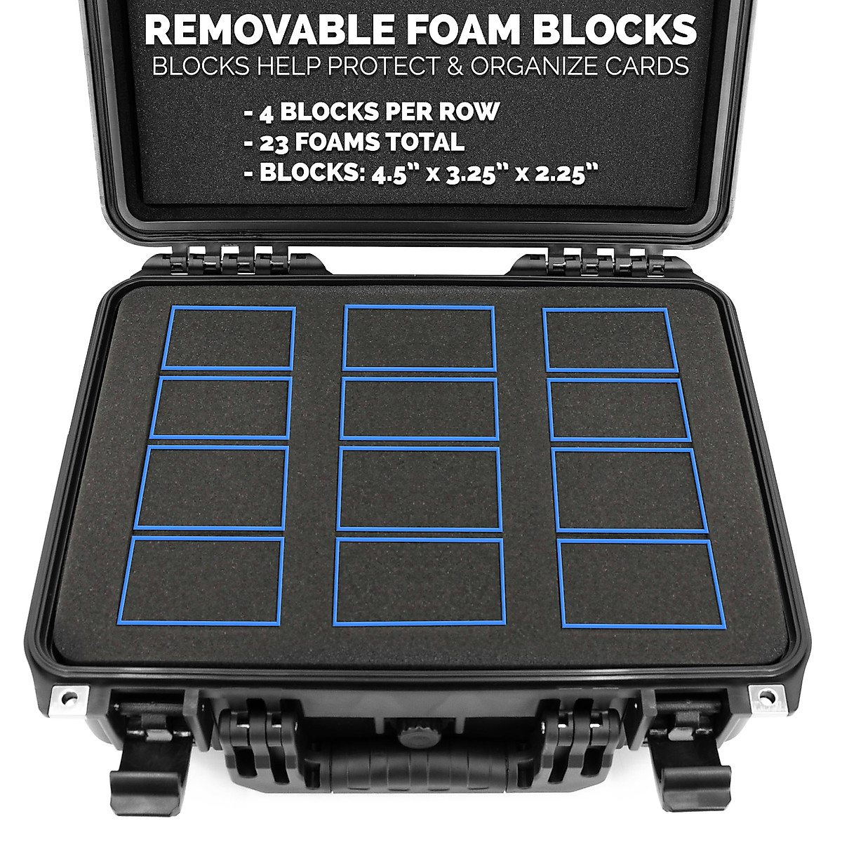 CASEMATIX Graded Card Case Pro Edition Compatible with 100 BGS PSA Graded Sports Trading Cards, IPX7 Waterproof Graded Slab Trading Card Box with Precision Cut Graded Card Storage Box Foam Dividers