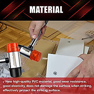 YIYITOOLS Double-Faced Soft Mallet, Hammer, Jewelry, Wood, Flooring Installation, Non Sparking Blow and Plastic Handle – 35-mm, Red and Black