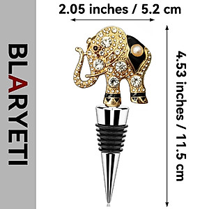 Wine Bottle Stopper Airtight Seal-Decorative Crystal Polygonal Gem Pearls Elephant Animal Gold Bottle Topper for Wine &Beverage Plug,Set of 1