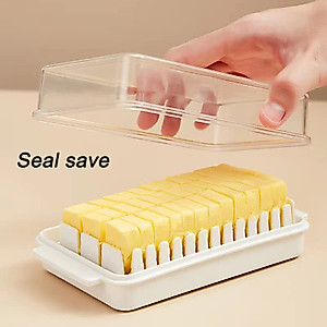 Plastic butter dish with lid,Butter Keeper for Refrigerator,clear butter dish with calibration for Cutting the same size