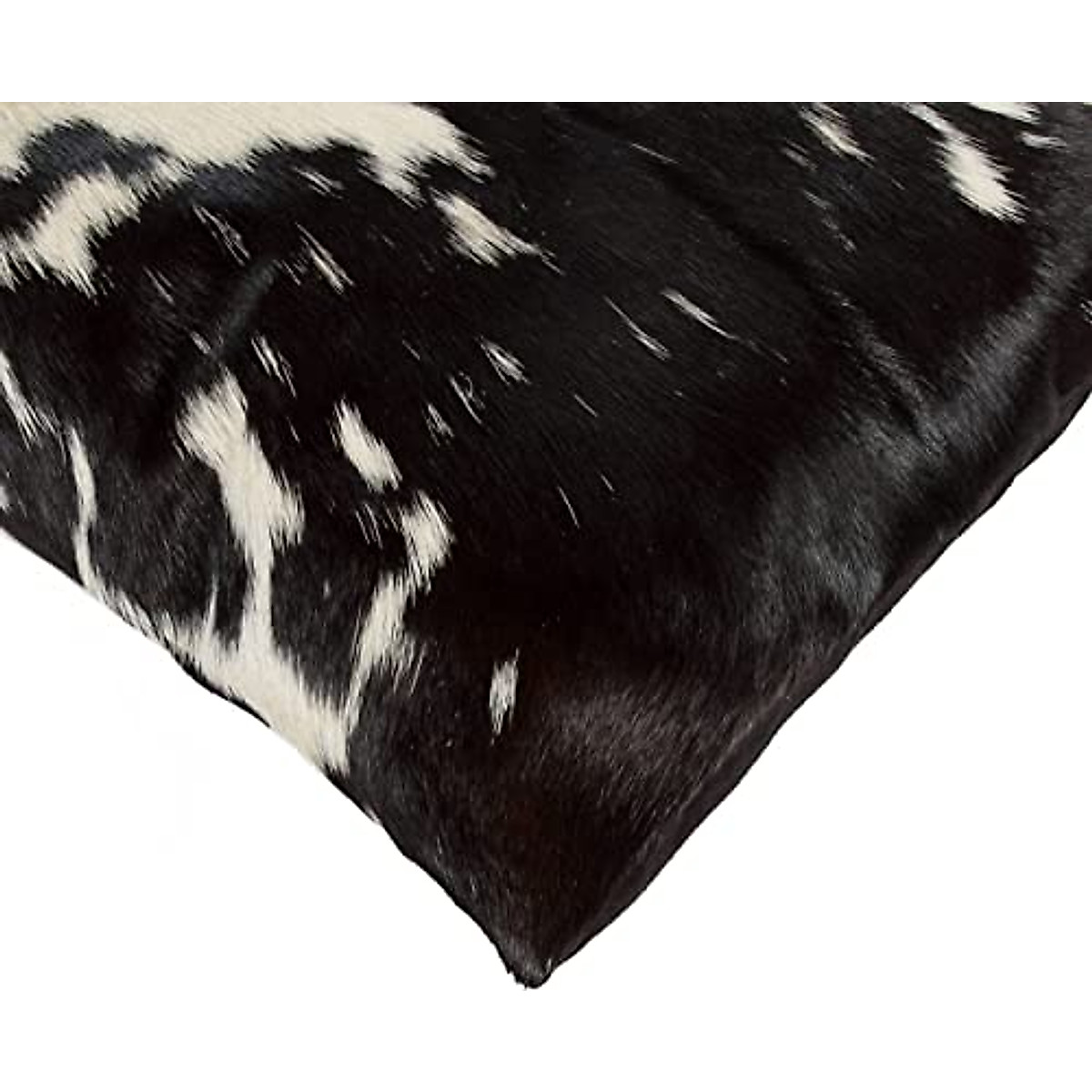 Set of 2, Natural Torino Cowhide Throw Pillows with Poly Insert | Kobe Accent Pillows Handcrafted from 100% Cow Hide, Black & White, 12 in x 20 in
