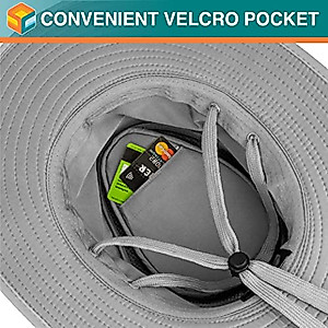 SUN CUBE Sun Hat for Men Wide Brim, Women Safari Hat, Hiking Bucket Hat UV Sun Protection, Boonie Hat Outdoor | Fishing Hat Summer for Sun Beach Camping UPF 50+, Light Gray